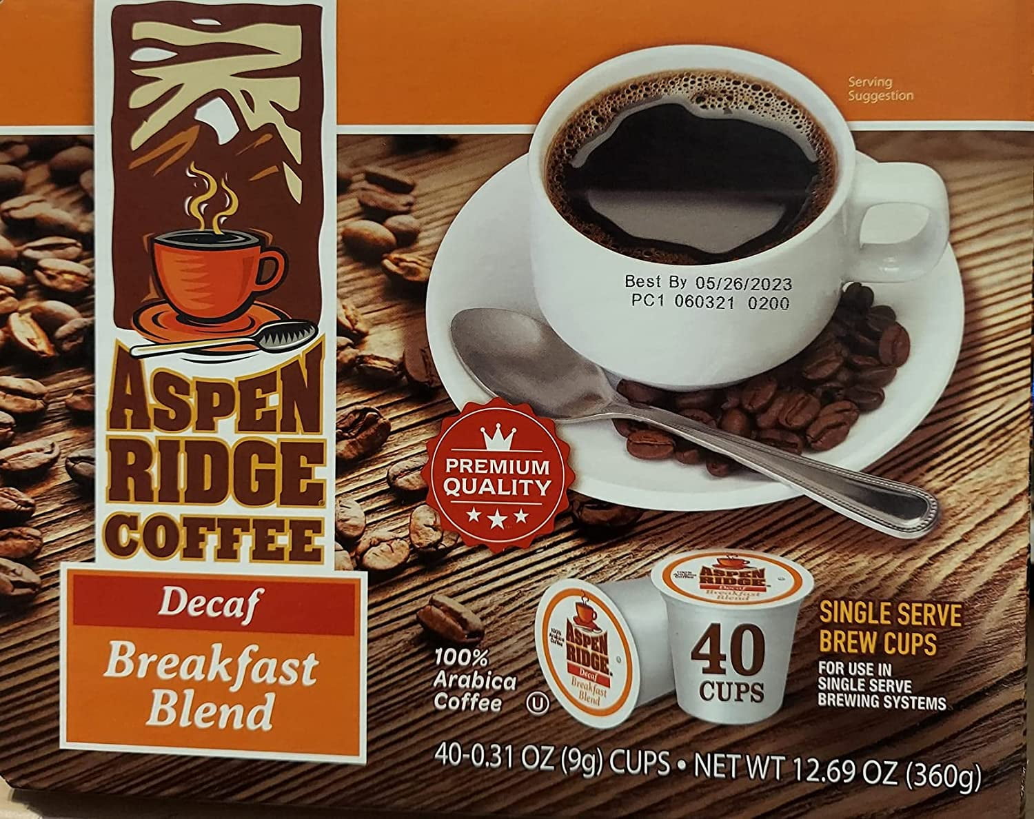 Aspen Ridge Coffee K Cups - Decaf Breakfast Blend Single Serve, 100% ...