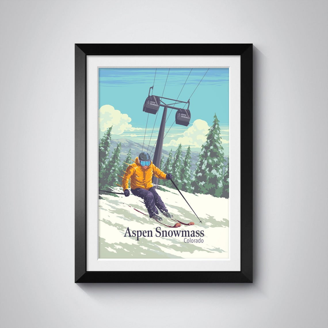 Aspen Snowmass Poster, Colorado Ski Poster, Aspen Snowmass Ski Resort ...