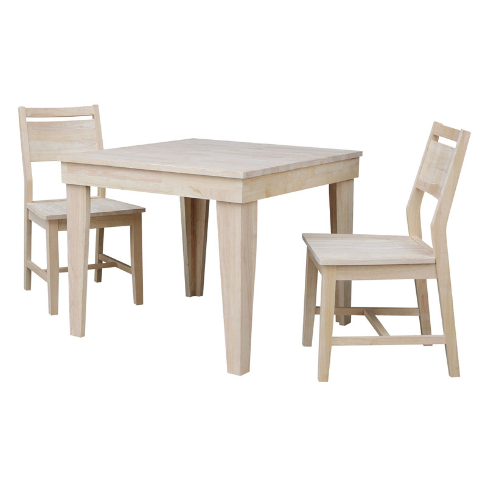 Aspen Solid Wood Dining Table with 2 Aspen Panel Chairs - Unfinished- 3 ...
