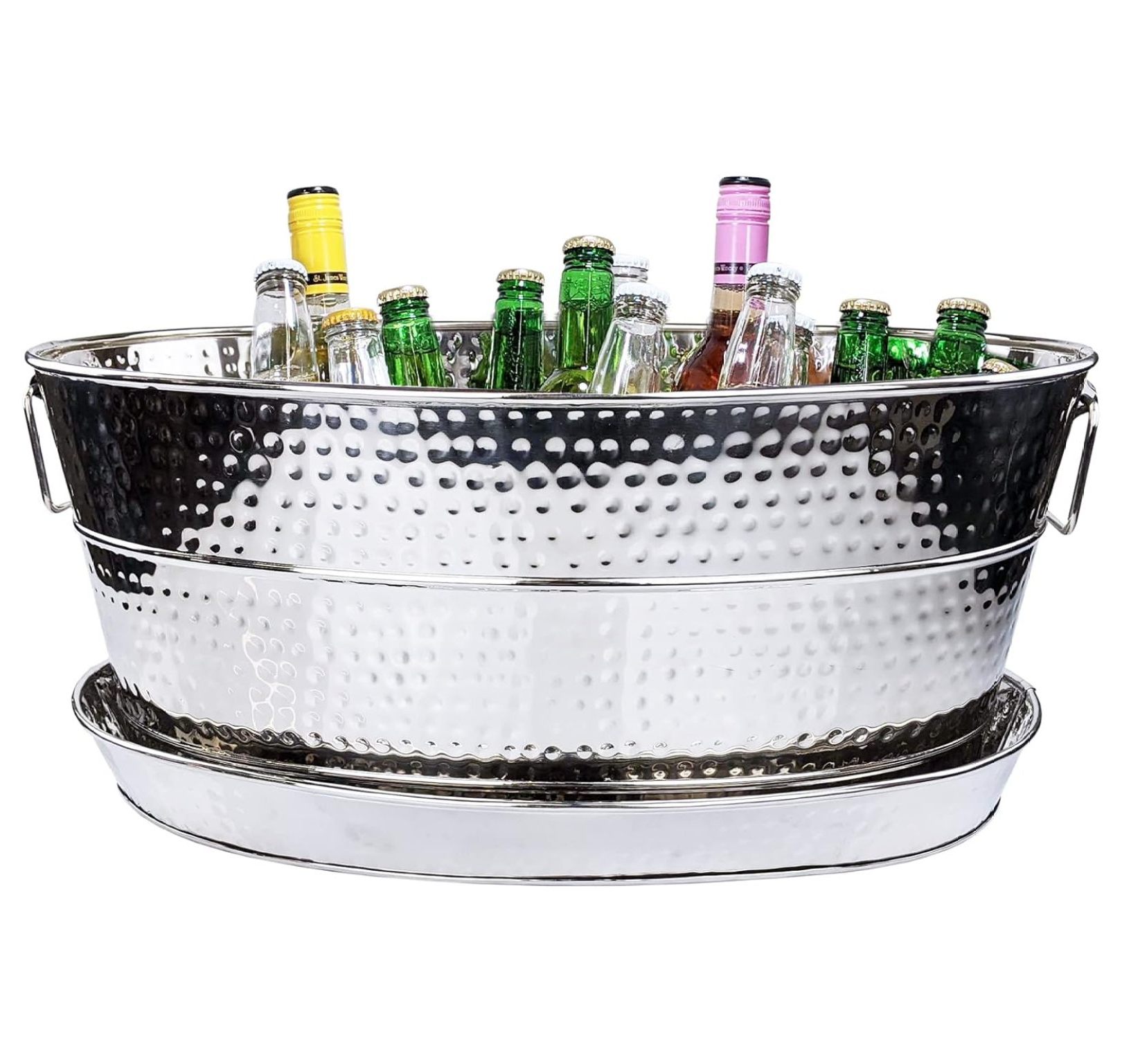 Aspen Stainless Steel Silver Beverage Tub with Stainless Steel Serving ...