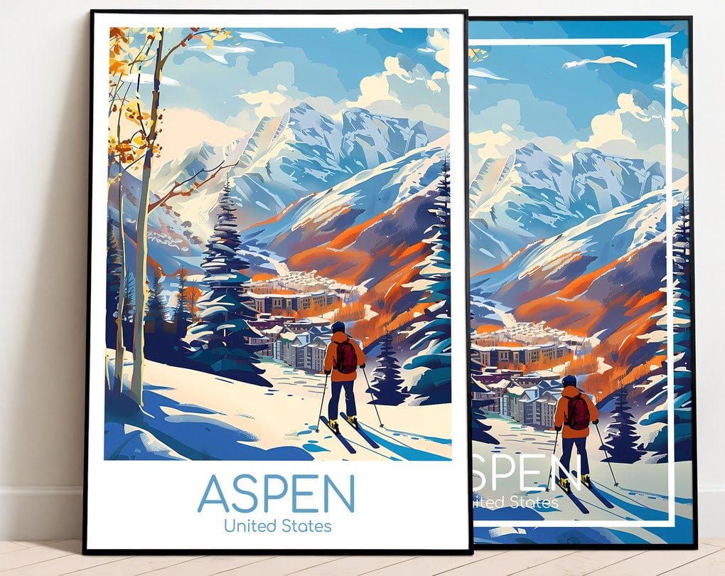 Aspen Travel Poster Aspen Poster Wall Art Usa Vintage Poster Aspen ...