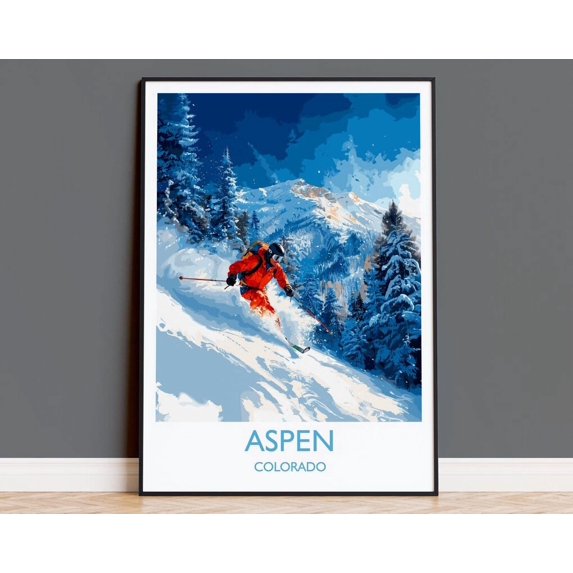 Aspen Travel Poster Wall Art Travel Print Of Aspen Colorado Usa Aspen ...