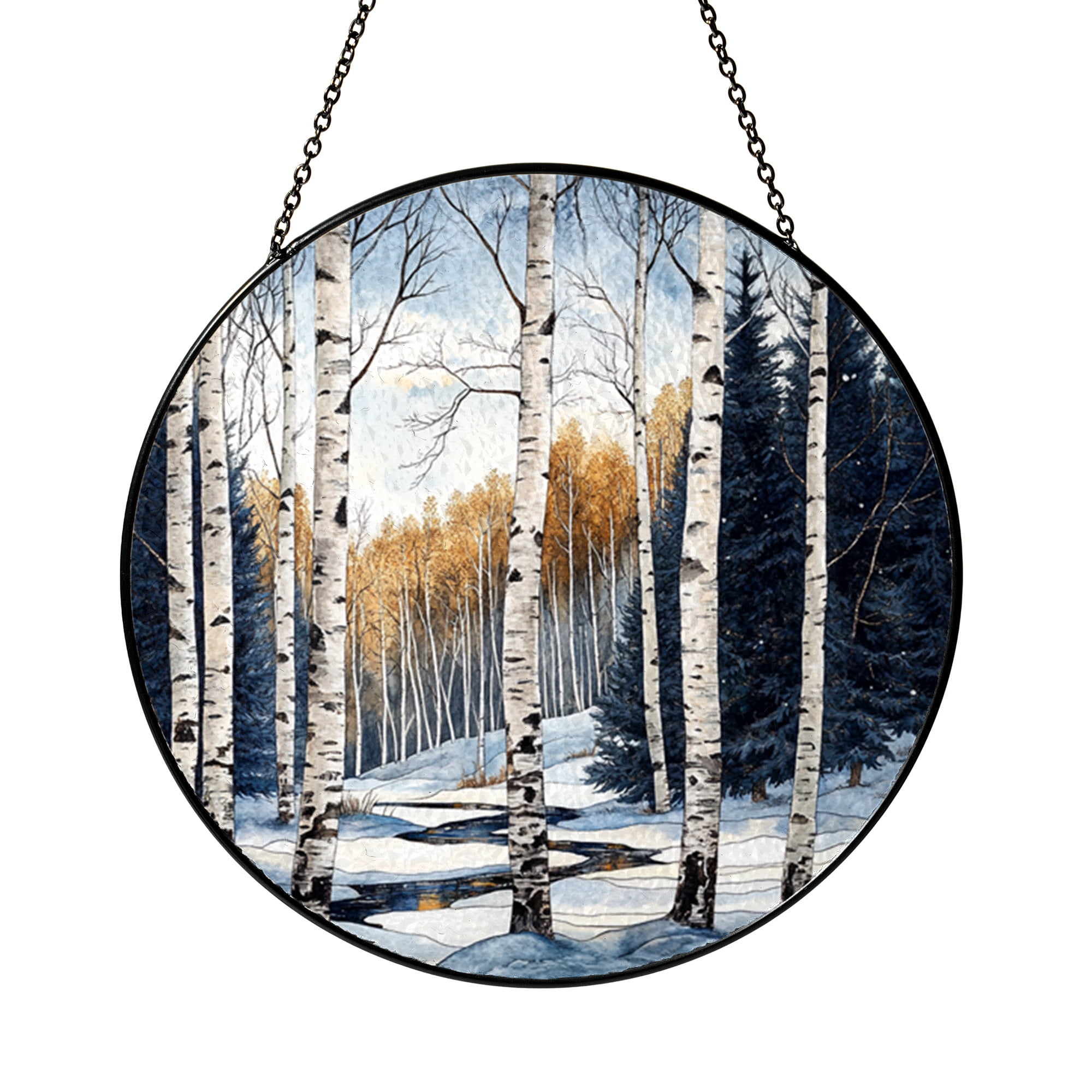 Aspen Tree Glass Sun Catcher Winter Forest Window Hanging Decor ...