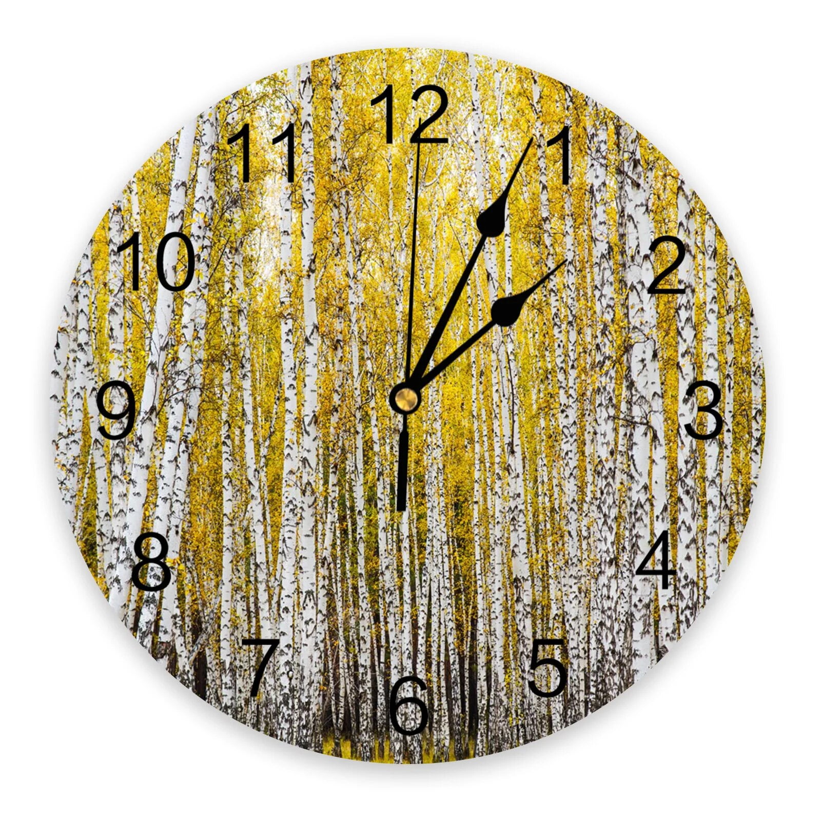 Aspen Trees Autumn Woods PVC Wall Clock Modern Design Living Room ...