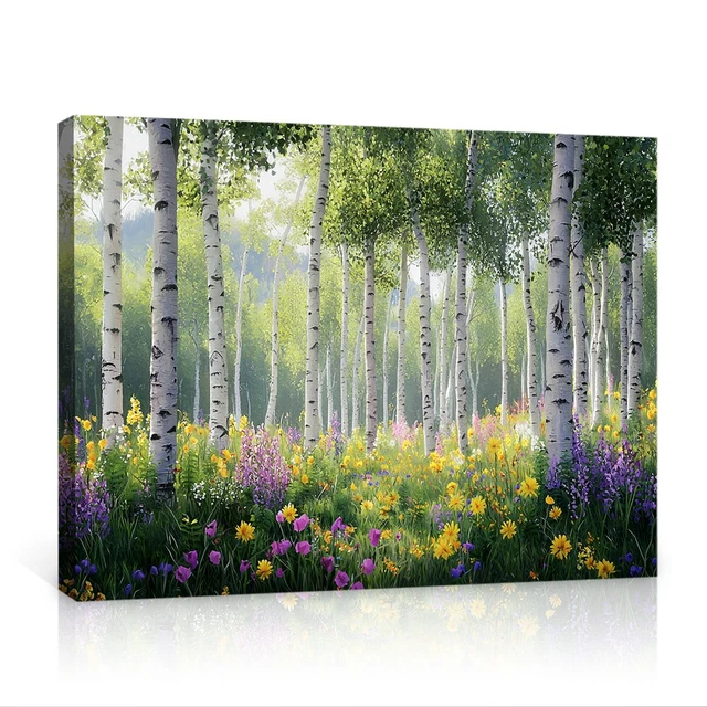 Aspen Trees Forest Wall Art Painting Poster Print Nature Artwork Decor ...