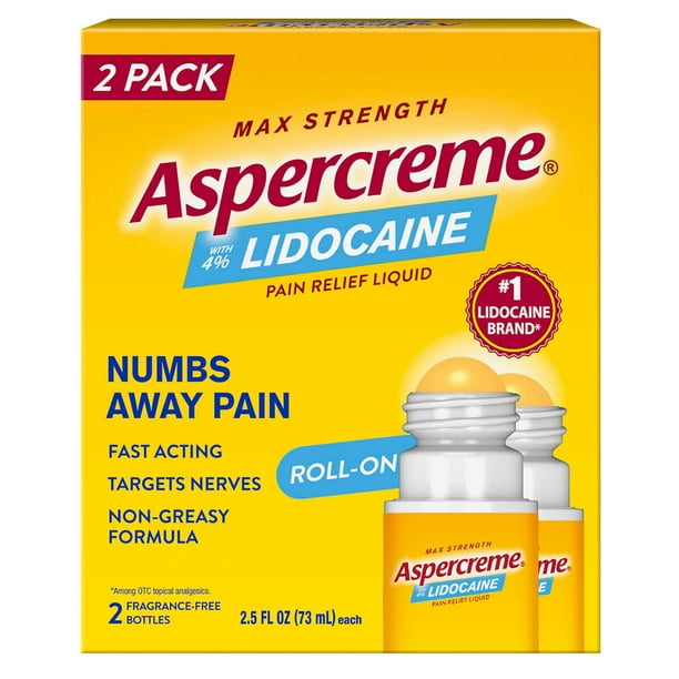 Aspercreme Lidocaine No-Mess Roll-On, 2 Pack - Walmart.com