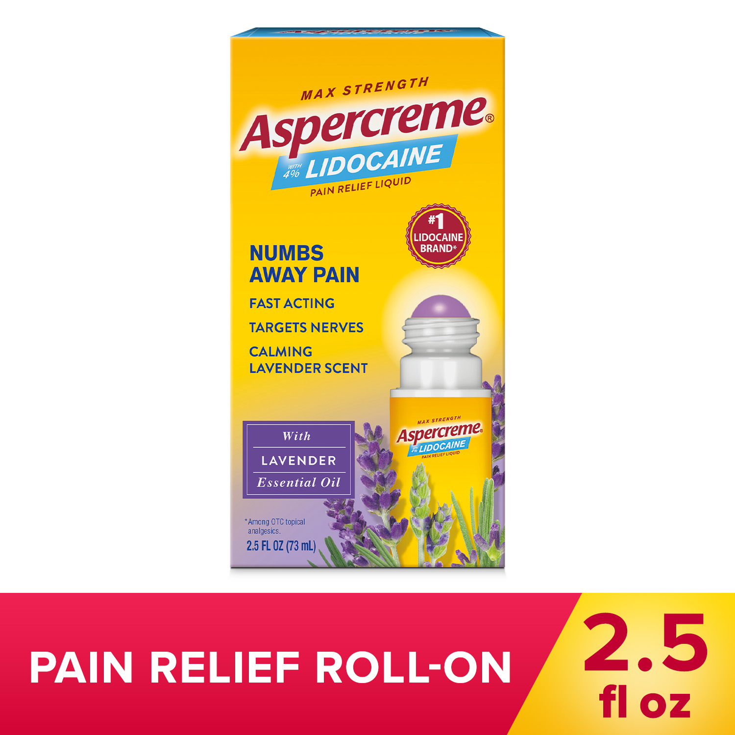 Aspercreme Maximum Strength Numbing Pain Relief No Mess Roll-On with ...