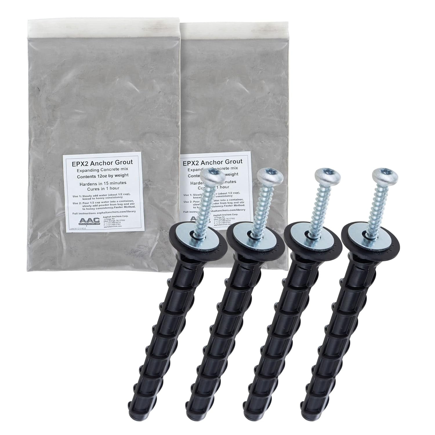 Asphalt Anchor & Grout Kit - Four 1200 lbs. am625 Molded Chemical ...