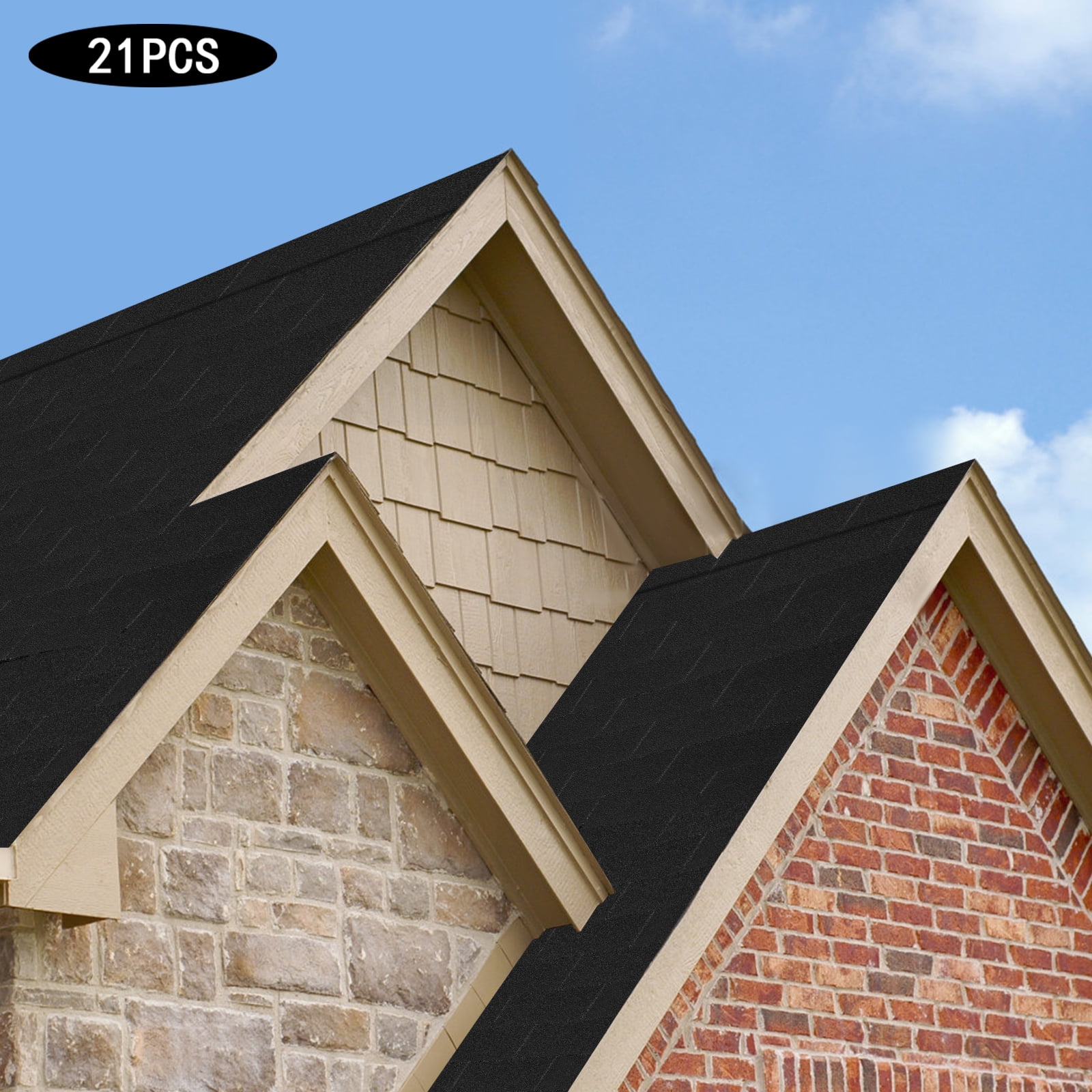 Asphalt Shingles Roof Tiles, 21Pcs Asphalt Roof Shingles (Black ...