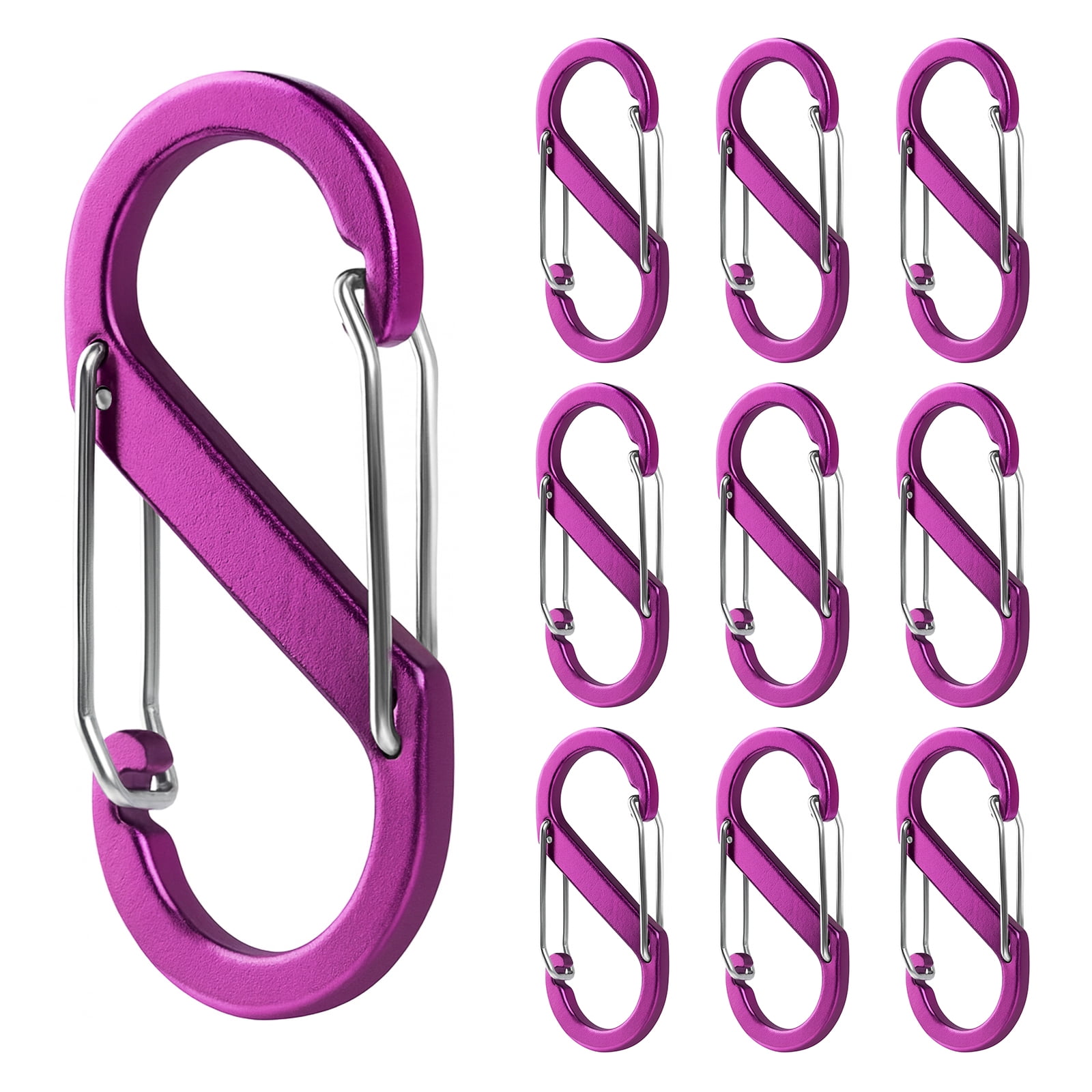 Aspire 10 Pack S-Shaped Aluminum Carabiners Hot Pink, 2 Inch Double ...