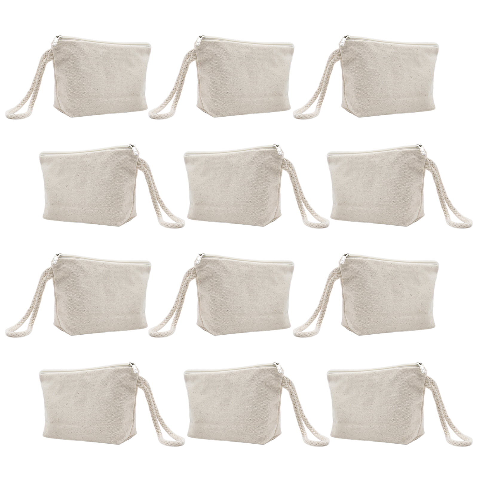 Aspire 12-Pack Cotton Canvas Wristlet Pouches with Lining, 7-1/2 x 4-1/4 x 2 inch - Natural ...