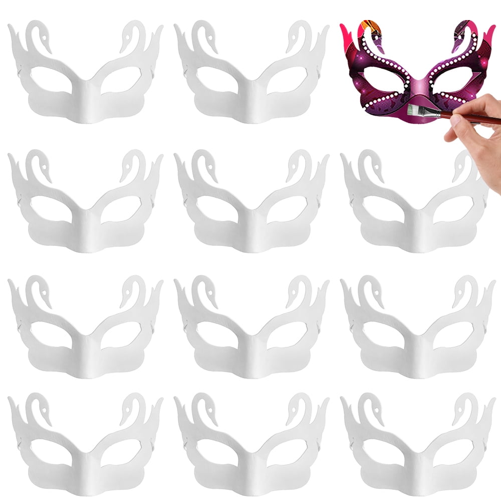 Aspire 12 Pcs Paper Mache Masks for DIY Craft, Venetian Mask Halloween ...