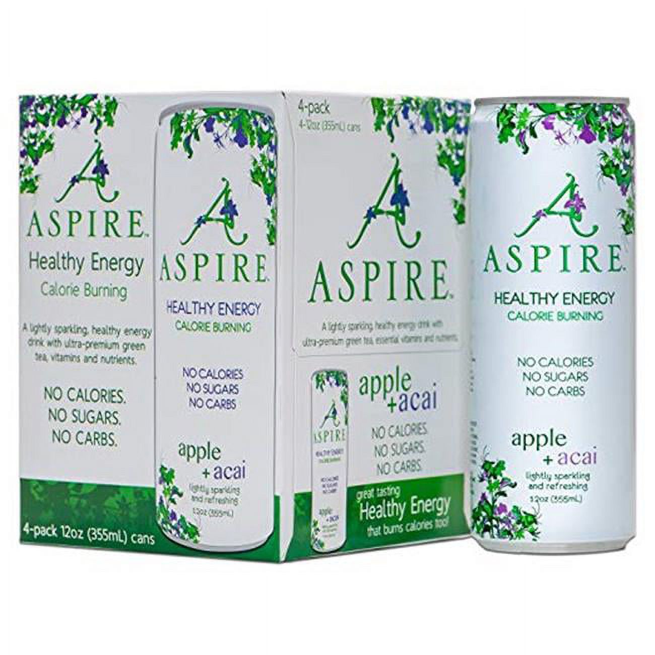 Aspire Healthy Low Sugar 48 fl oz Apple Acai Energy Drink, 4 Per Pack ...