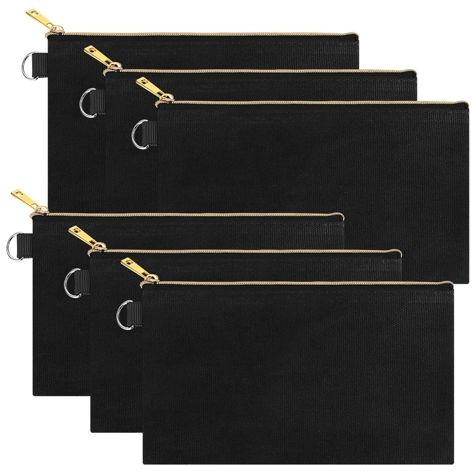 Aspire 6-Pack Canvas Pencil Pouches, Blank Cotton Zipper Bags for DIY ...