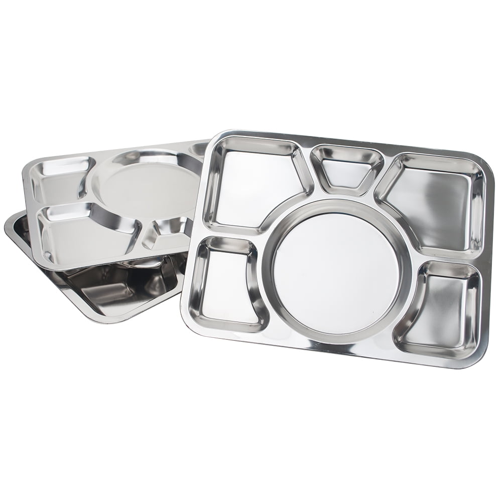Aspire Divided Dinner Trays Stainless Steel Lunch Containers, 3 Pieces-6 Sections - Walmart.com