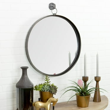 Galvanized Metal Round Faux Rust Framed Wall Mirror with Rope - Walmart.com
