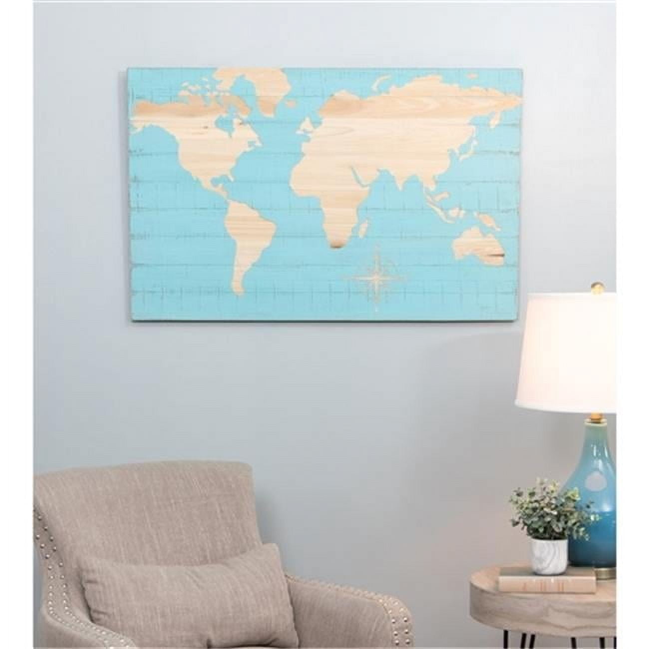 Aspire Home Accents 6213 Mali Blue World Map Wall Plaque, Blue ...
