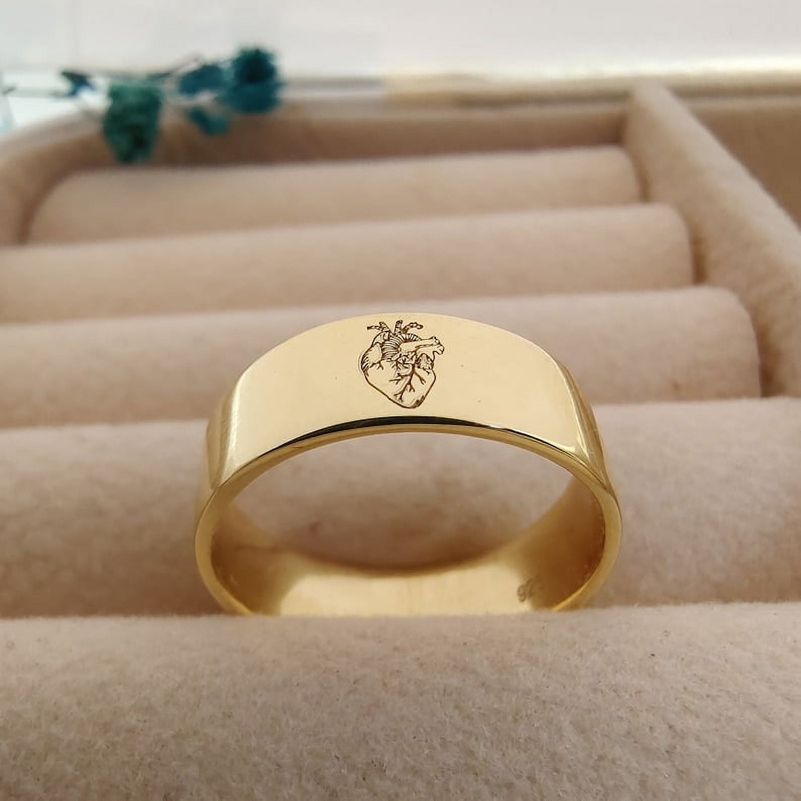 Aspire Jewels Anatomical Heart Band Ring Sterling Silver Human Heart Ring Anatomical Jewelry Anatomy Ring Doctor Nurse Gift Men Women Medical Symbol