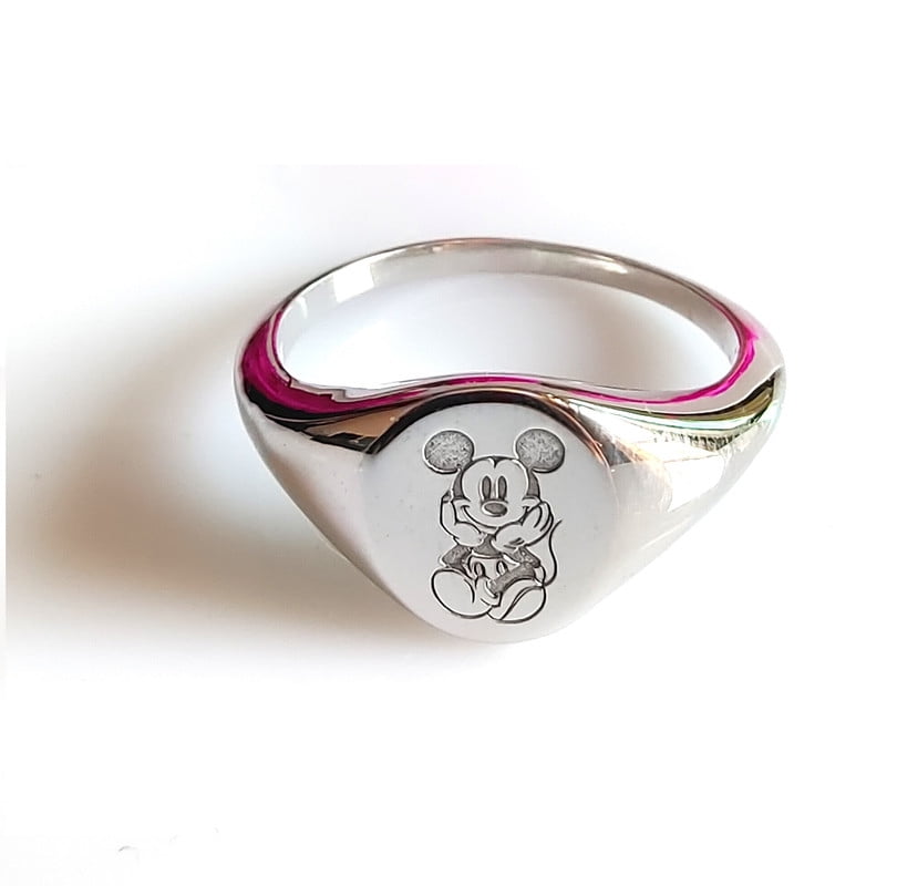 Aspire Jewels-Mickey mouse face Oval Signet Ring, Mickey Ring ...