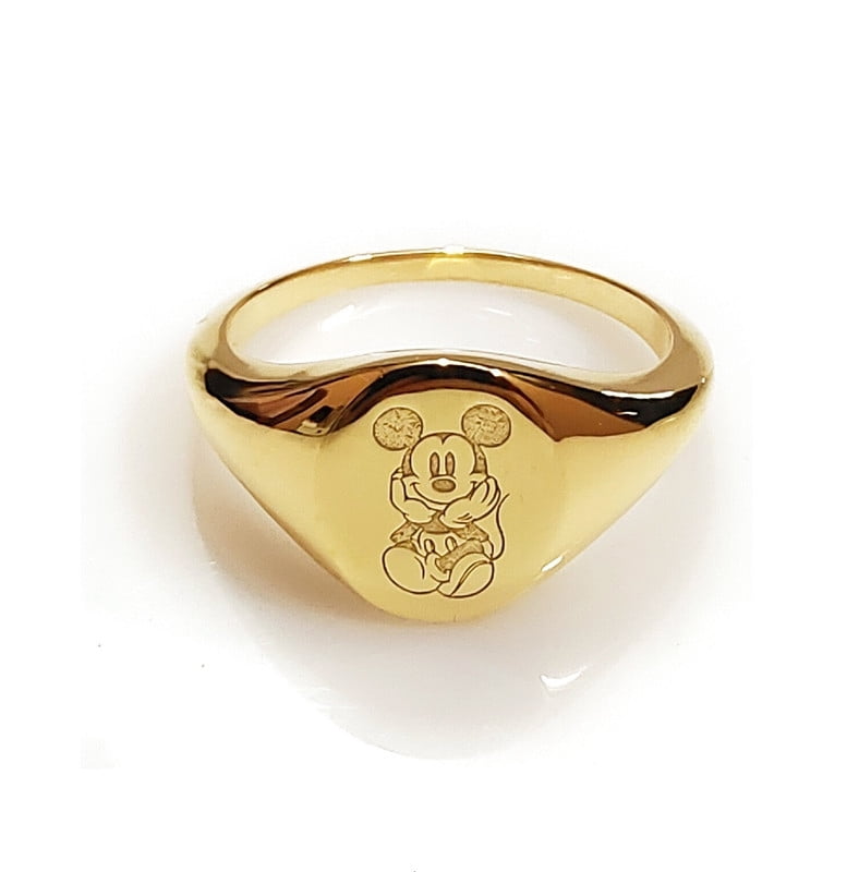 Aspire Jewels-Mickey mouse face Oval Signet Ring, Mickey Ring ...