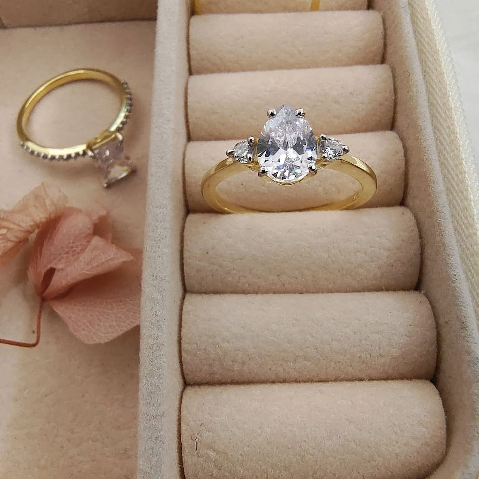 FB Jewels 14k Gold Round Cubic Zirconia Yellow Ring 4MM Anniversary ...