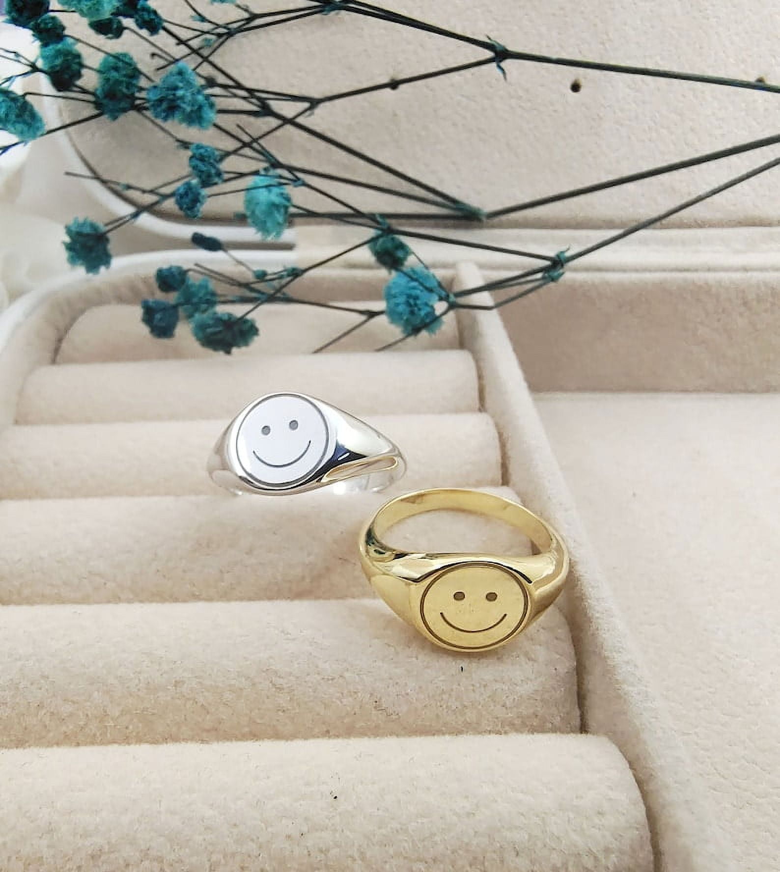 Aspire Jewels-Smiley Face Ring, Sterling Silver Happy Ring, Emoji Ring ...