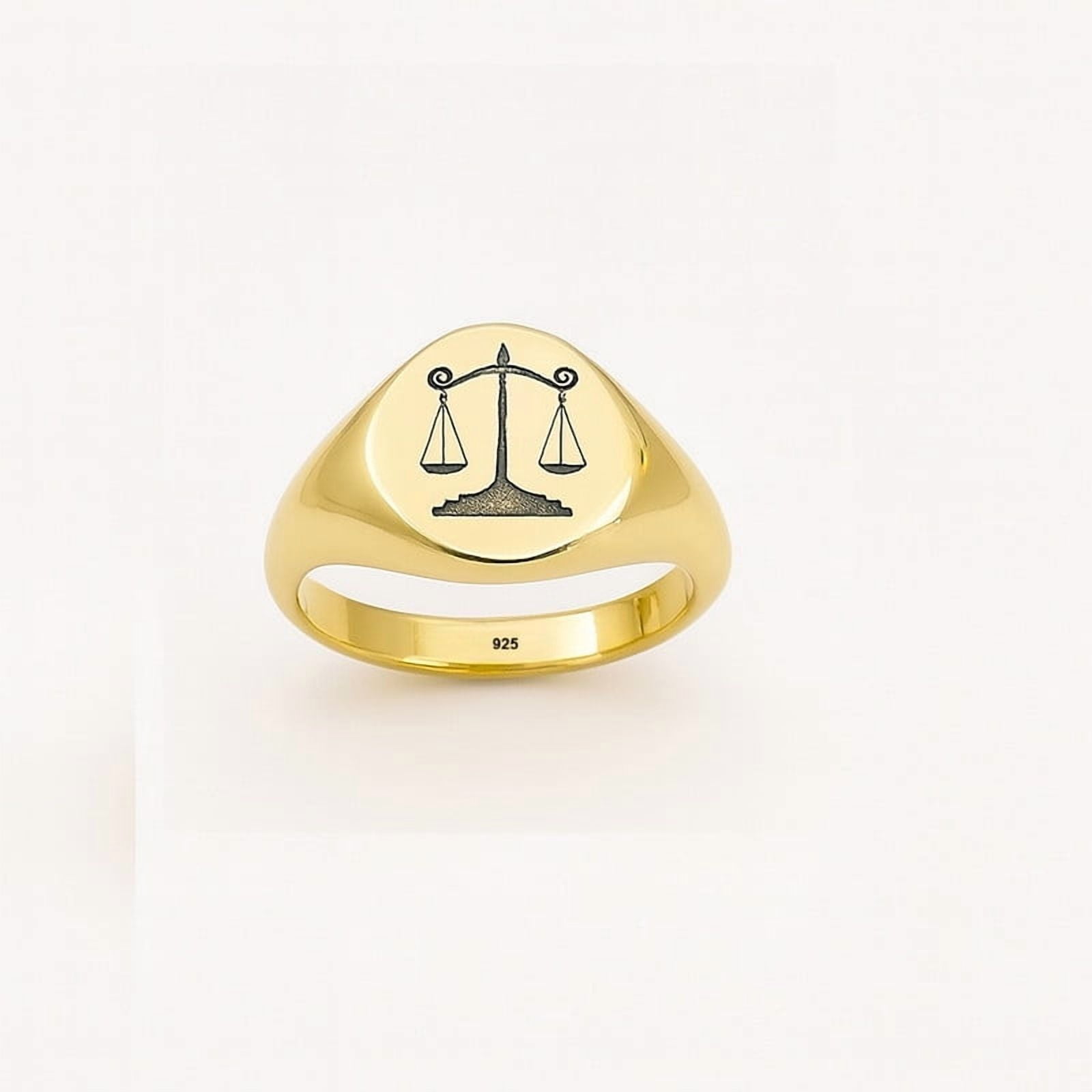 Aspire Jewels-Unisex Libra Zodiac Signet Ring – Custom Engraved Scales ...
