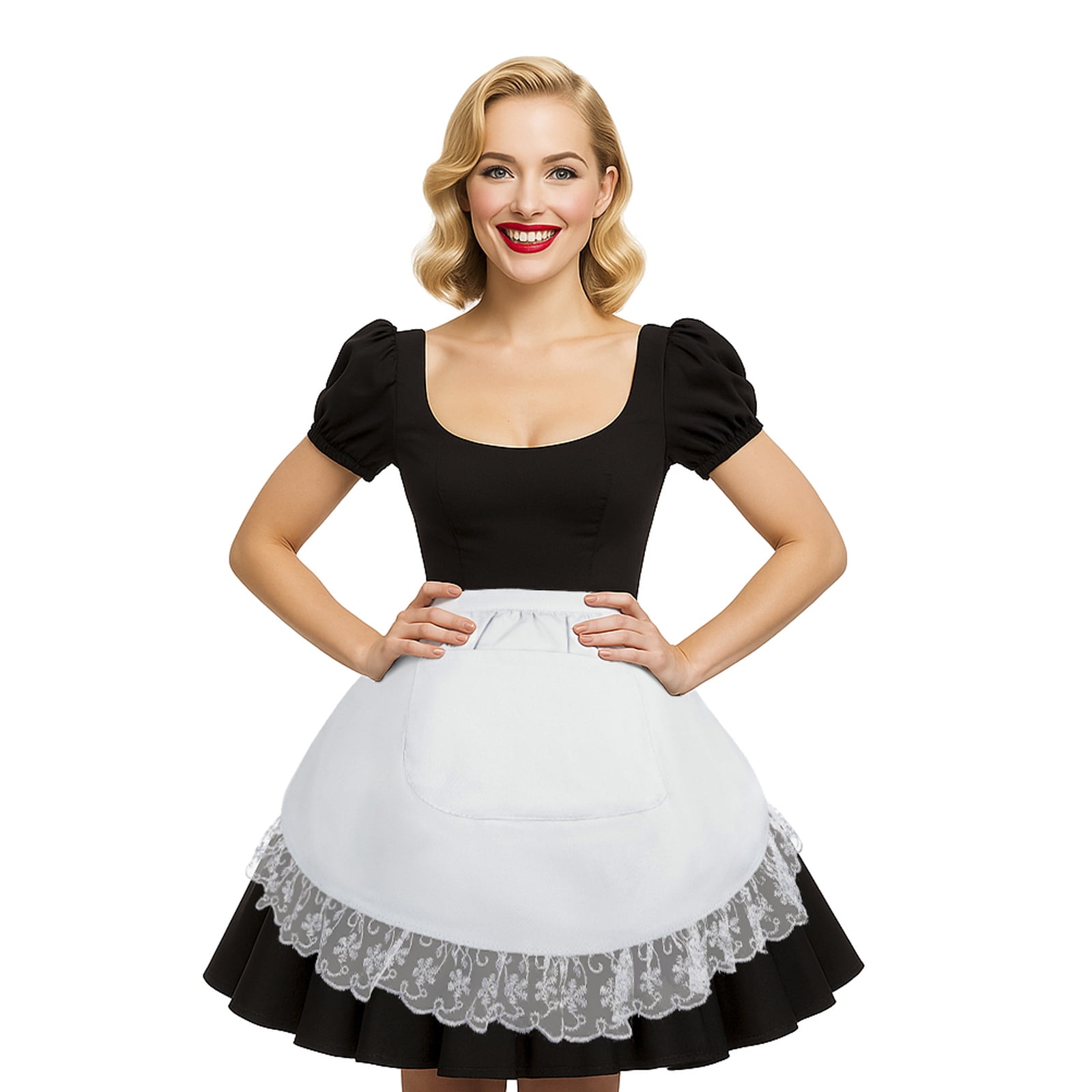 Aspire Waist Apron White, Lace Half Apron with Pockets for Women ...