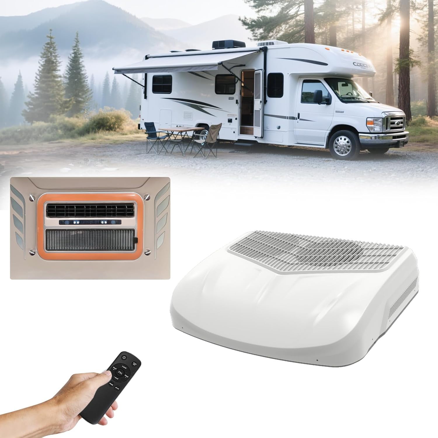 Aspligo 112V 10500BTU Quiet RV Rooftop Air Conditioner, Dual Fan & Air ...