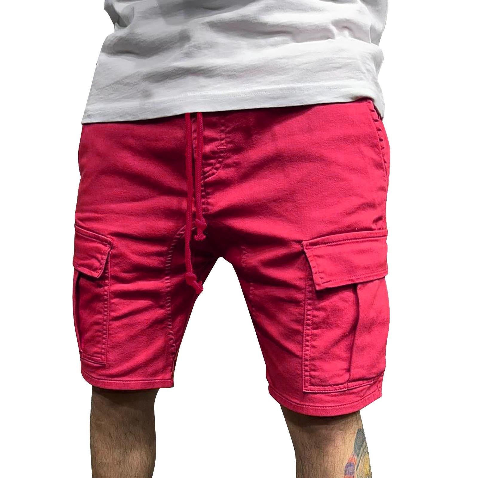 Asqwmvz Cargo Pants Male Casual Mid Waist Shorts Pant Solid Splice ...