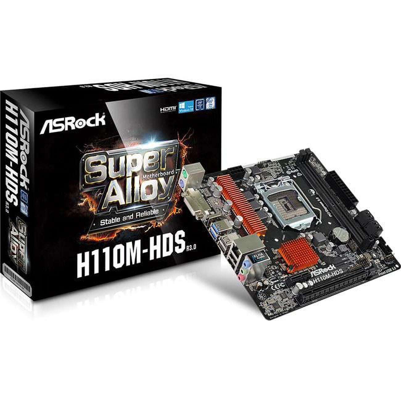 Asrock H110M-HDS R3.0 LGA1151 Intel H110 DDR4 & USB3.0 MicroATX ...