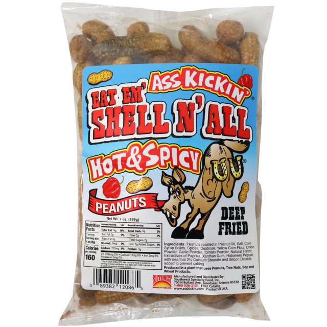 Ass Kickin’ Hot and Spicy Eat Em Shell N All Fried Whole Peanuts – 7oz - Ultimate Spicy Gourmet ...