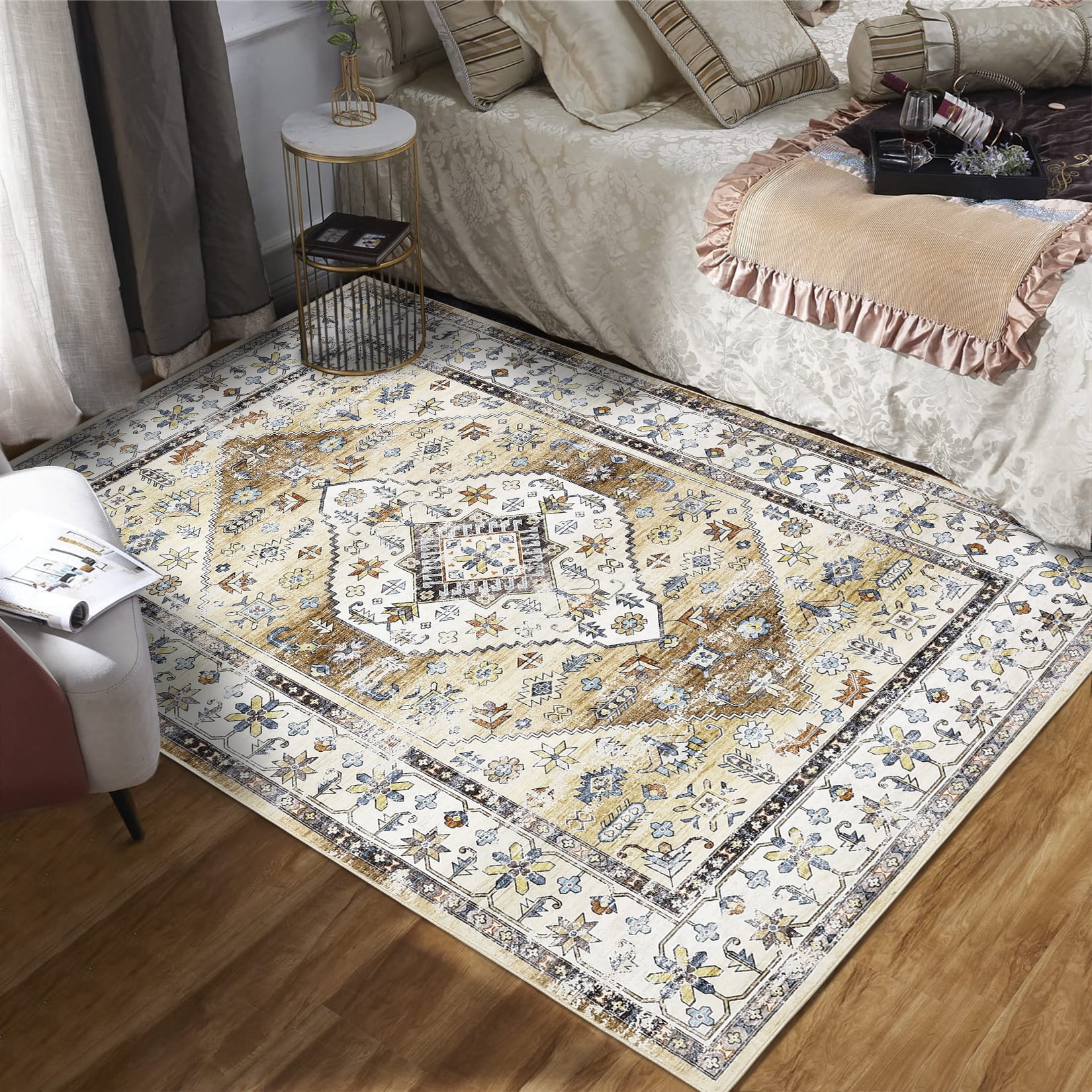 Assaile Bohemia Floral Yellow 9'*12' Area Rugs for Living Room Soft Low ...