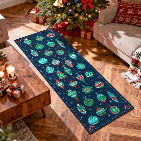 Assaile Christmas Gift Package Pattern Blue 2*6Ft Area Rug, Washable ...