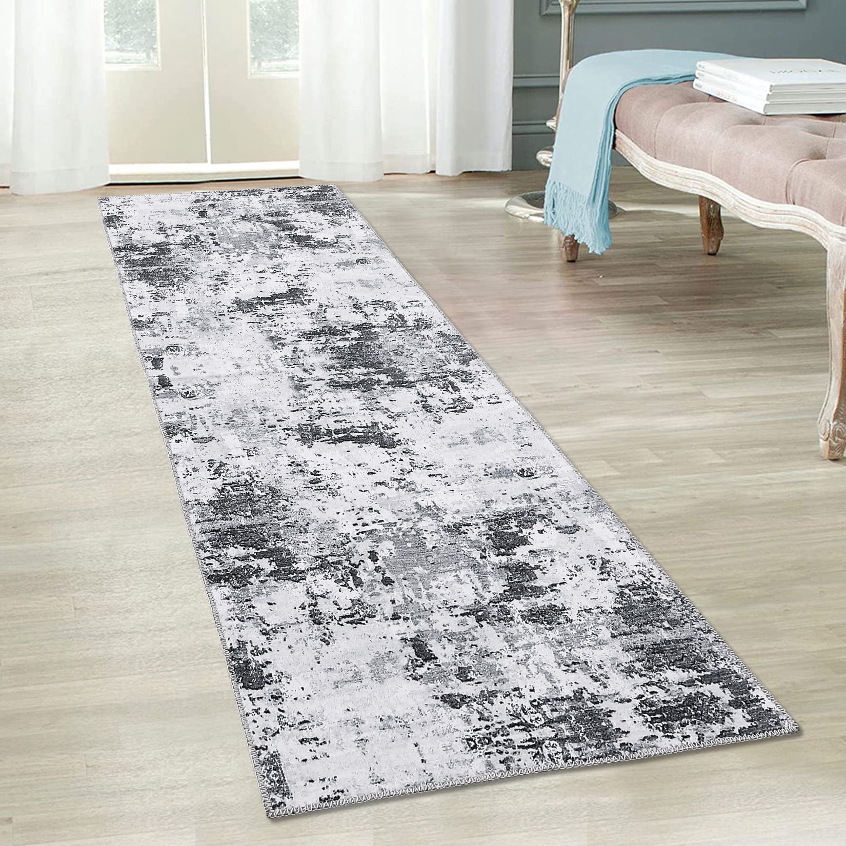 Assaile Foldable Gray Runner Rug 2x8 Washable Hallway Rug for Entryway ...
