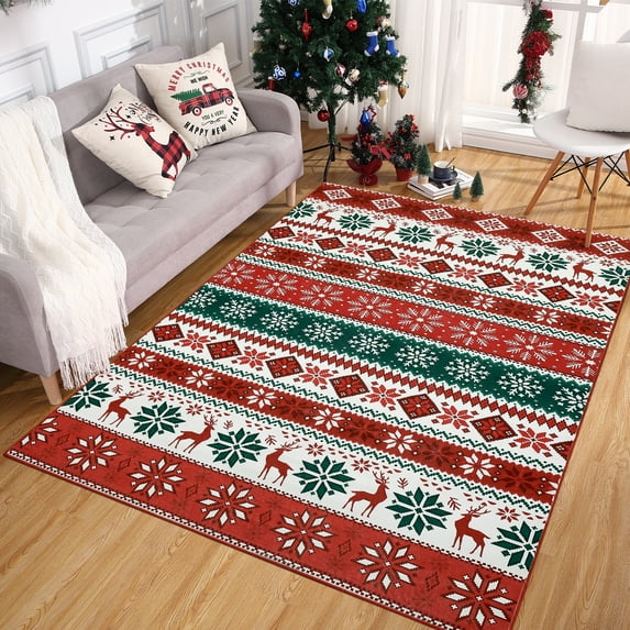 Assaile Modern Christmas Pattern Stripe Red - Green 9'*12' Area Rugs ...