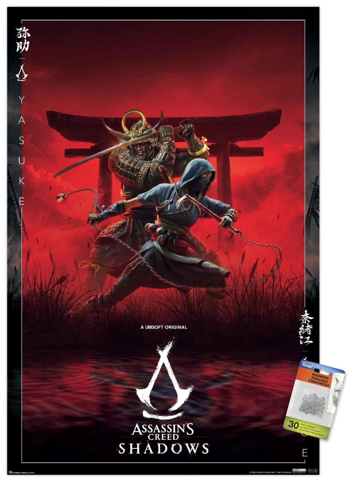 Assassin's Creed: Shadows - Key Art Wall Poster with Push Pins, 22.375 ...