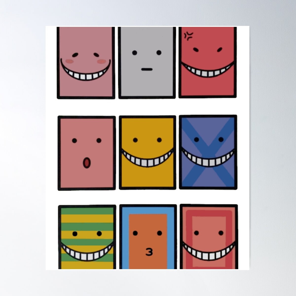 Assassination Classroom ! Koro Sensei All Faces Poster Wall Art, Modern ...