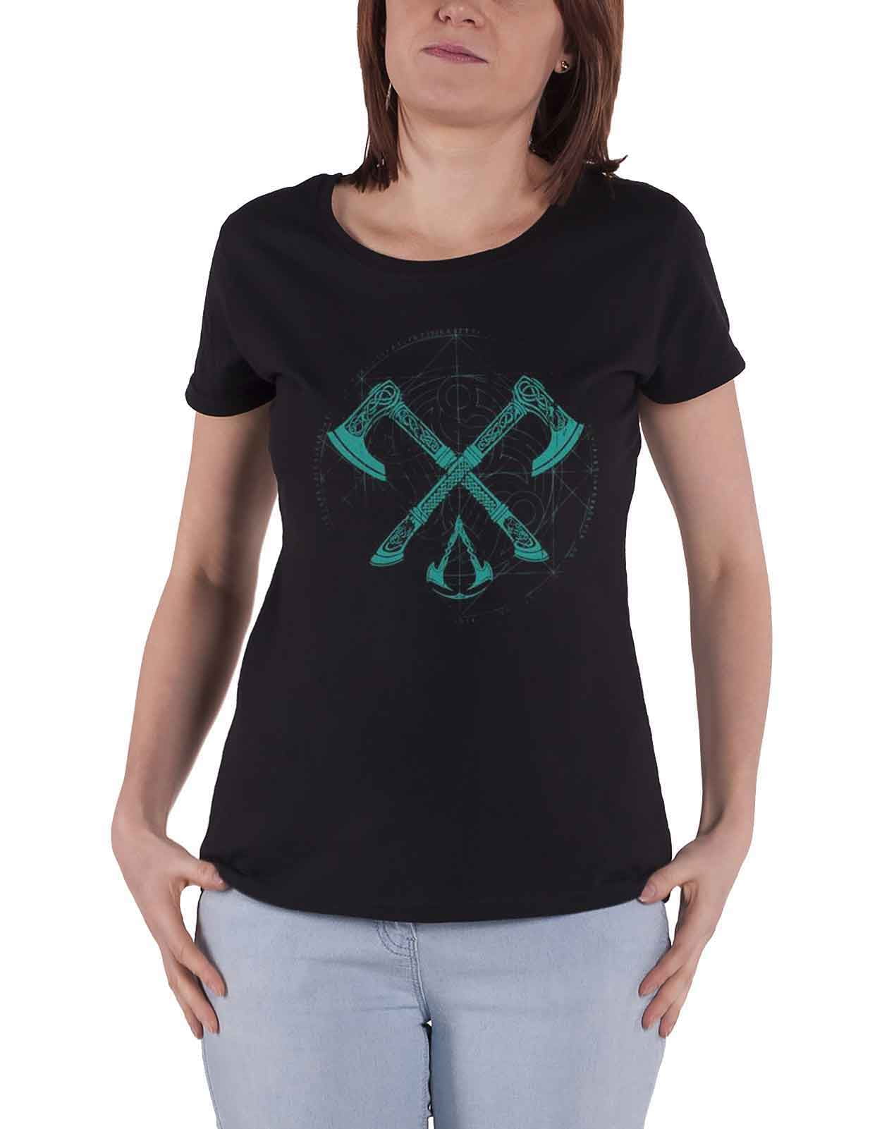 Assassins Creed Valhalla T Shirt Crossed Axes Official Womens Skinny ...
