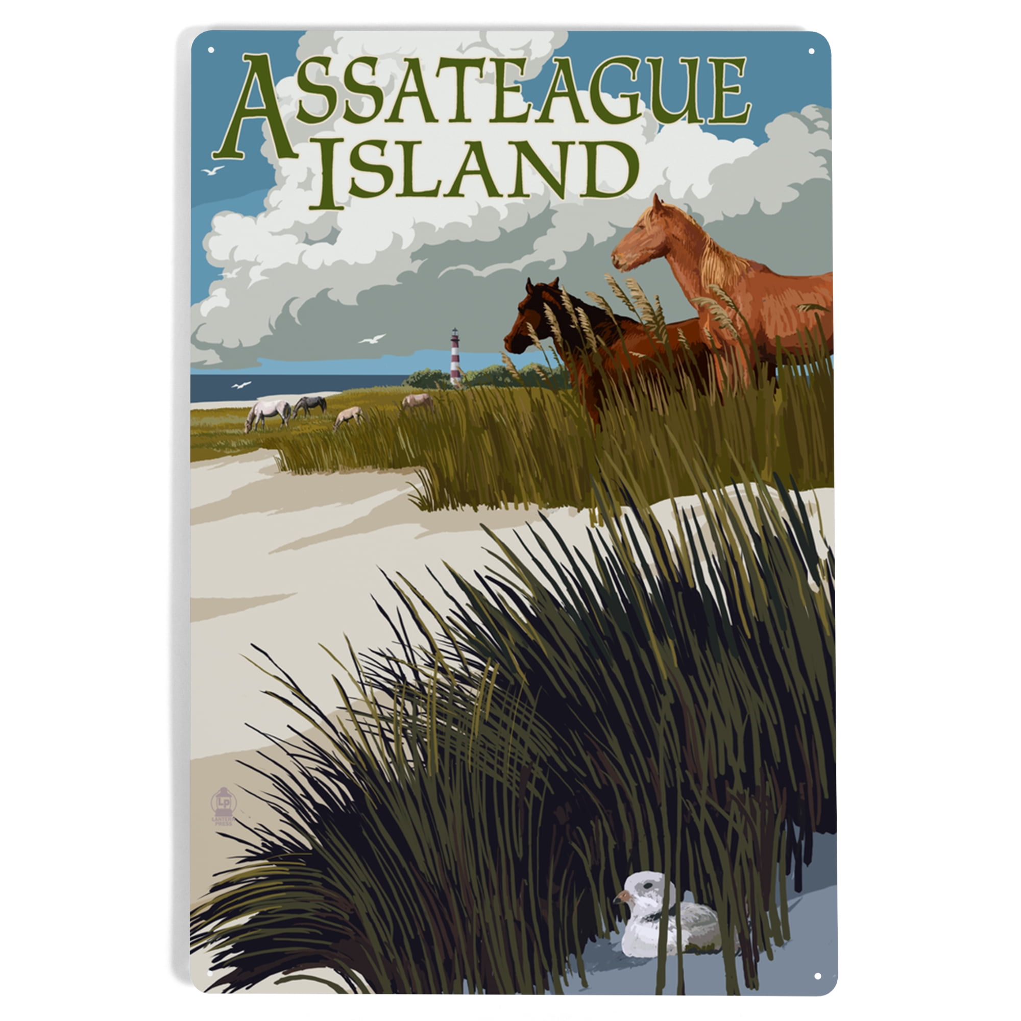 Assateague Island, Virginia, Horses and Dunes (12x18 Aluminum Art ...