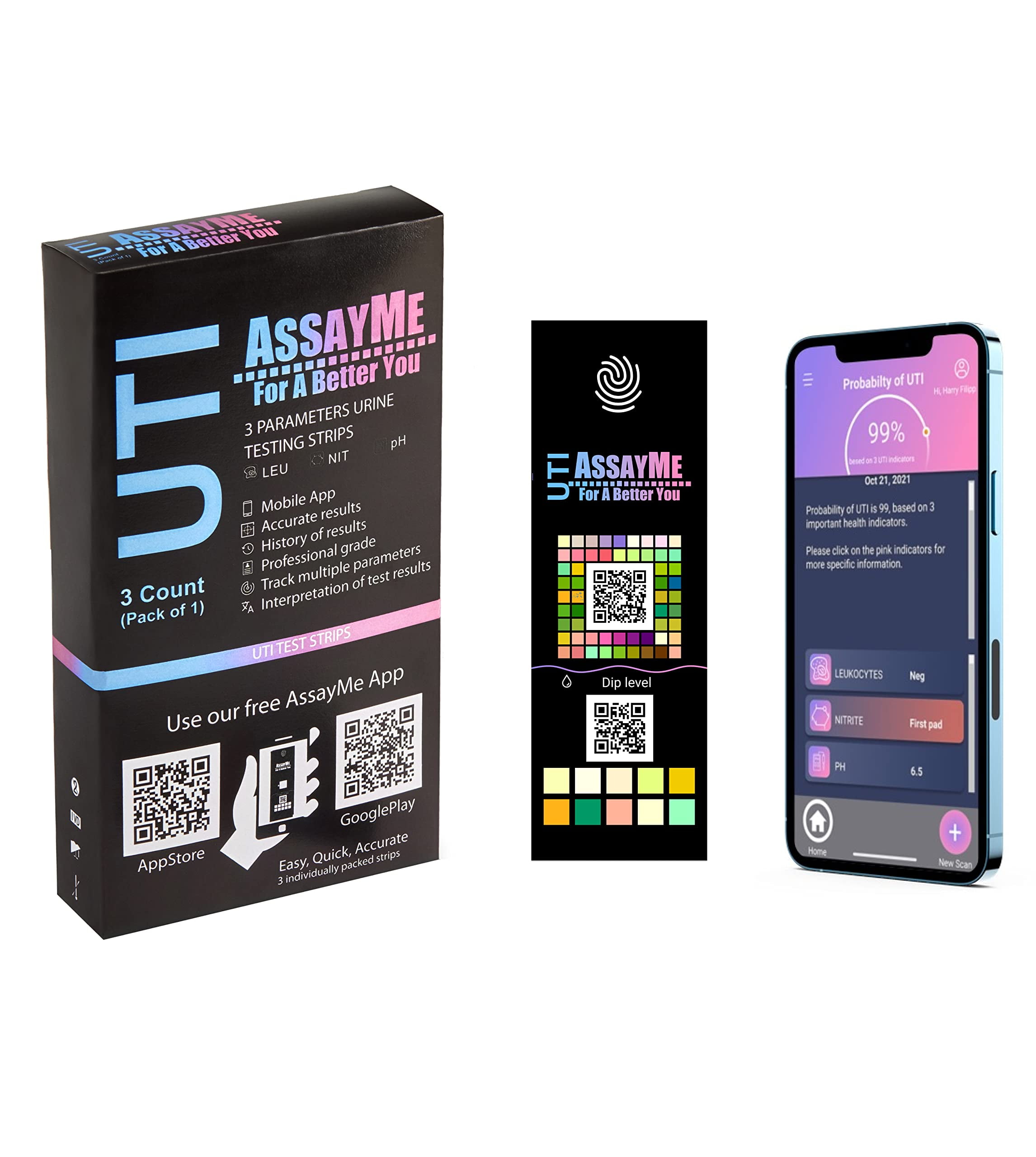 AssayMe UTI Test Strips | Accurate Urinalysis for UTI | Monitor Urinary ...