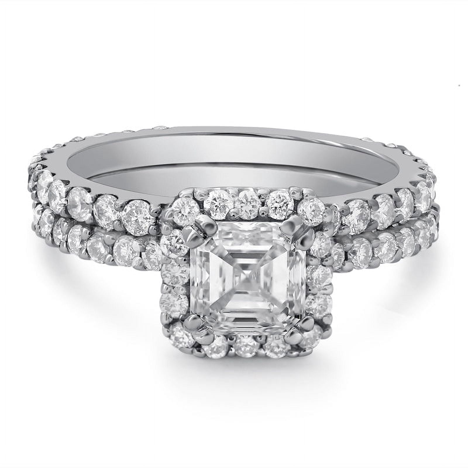 Asscher Cut Low Set Diamond Engagement Ring and Band A26S - Walmart.com