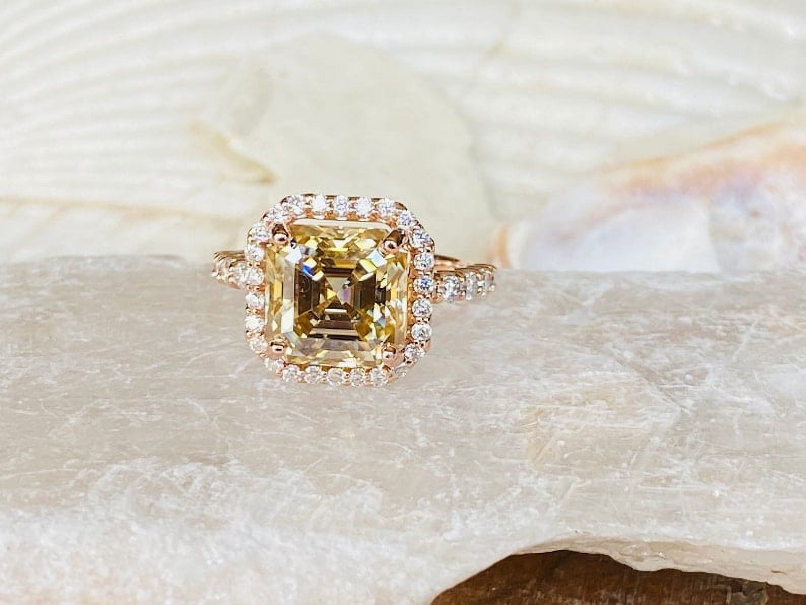 Asscher Cut Moissanite Engagement Ring, Moissanite Engagement Ring ...
