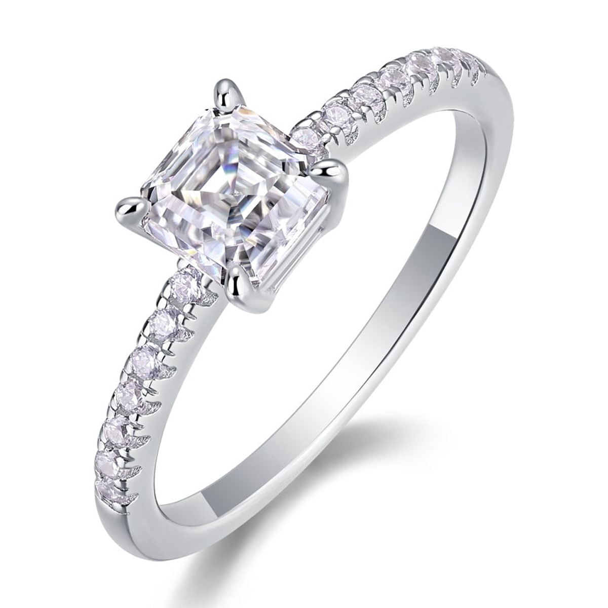 Asscher Cut Moissanite Wedding Rings for Women 1 Carat Diamond ...