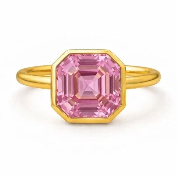 Asscher Cut Pink Sapphire Wedding Ring, Minimalist Proposal Ring ...