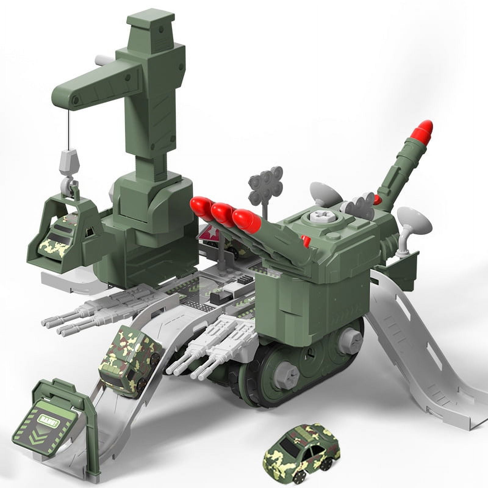 Large Playset of Assemblable Tank Toy With Vehicle Launcher, 4 Mini ...