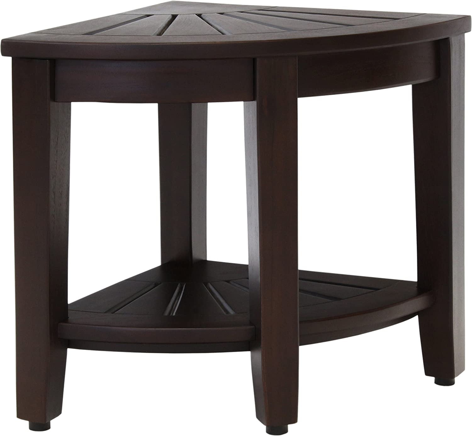 Assembled) 15.5" Kai Mocha-Shield Corner Teak Shower Bench with Shelf ...