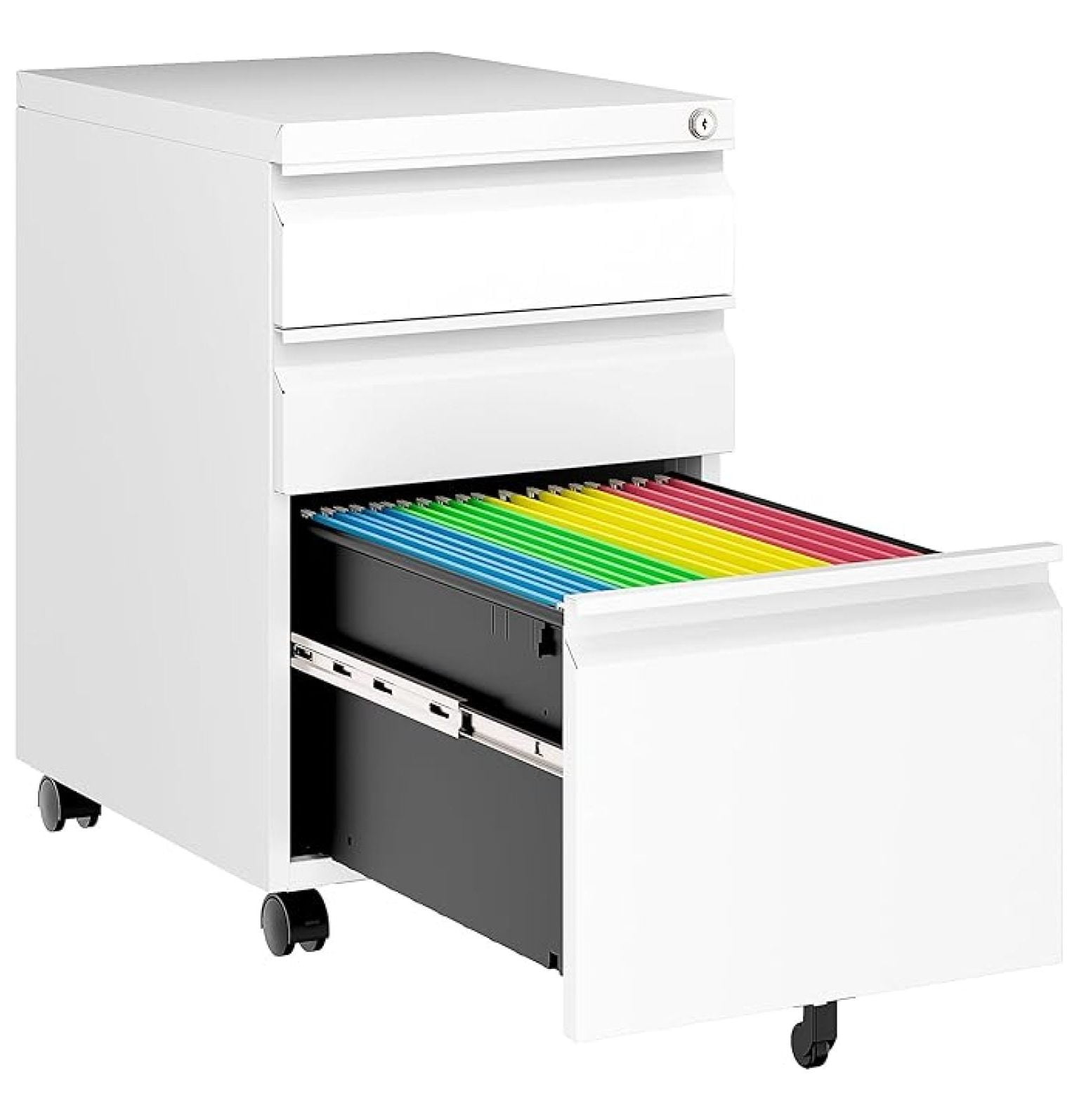 Assembled 3 Drawer File Cabinet with Wheels,Under Desk File Cabinet ...