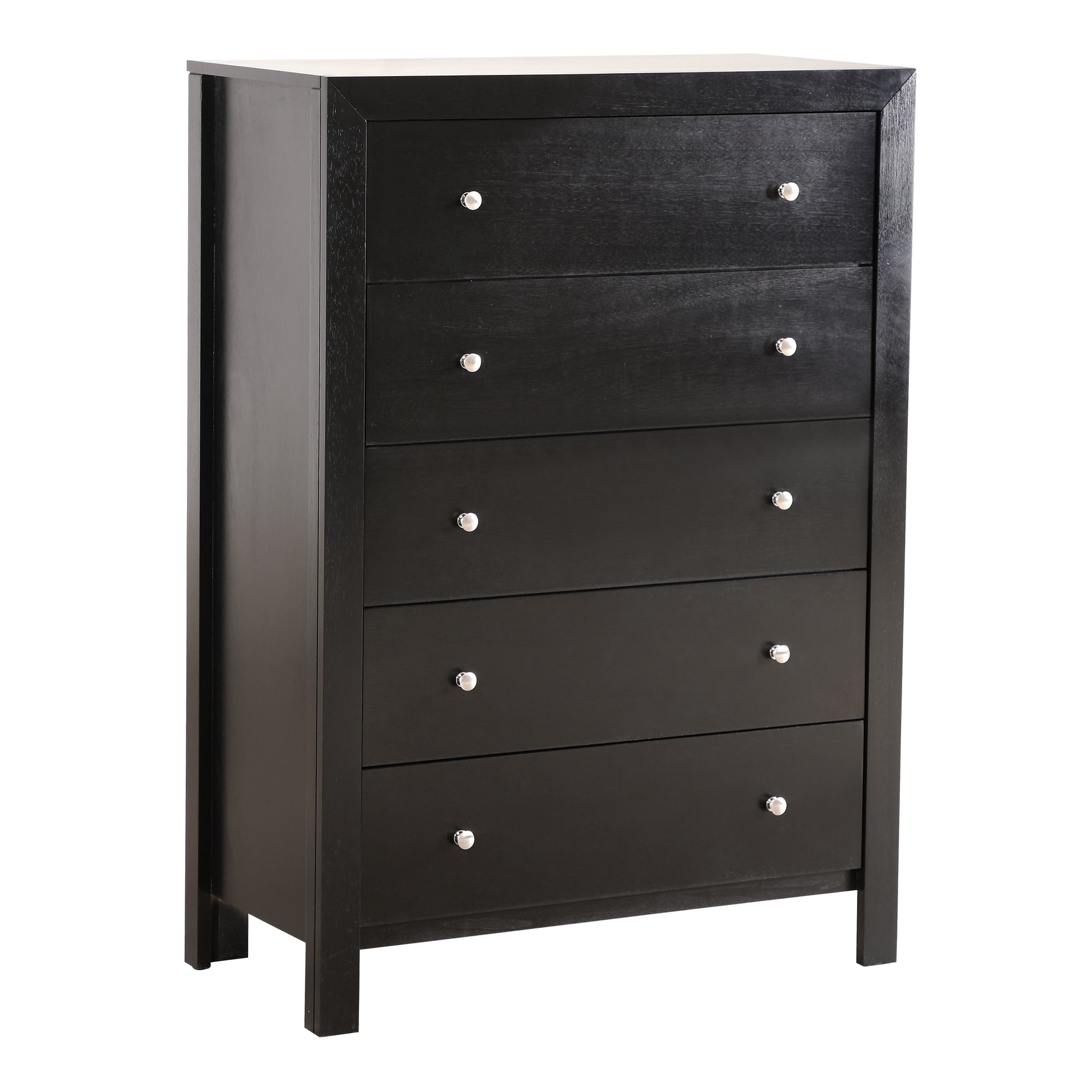 Assembled Black Bedroom Chest - Solid Wood Veneer, Construction, Metal ...