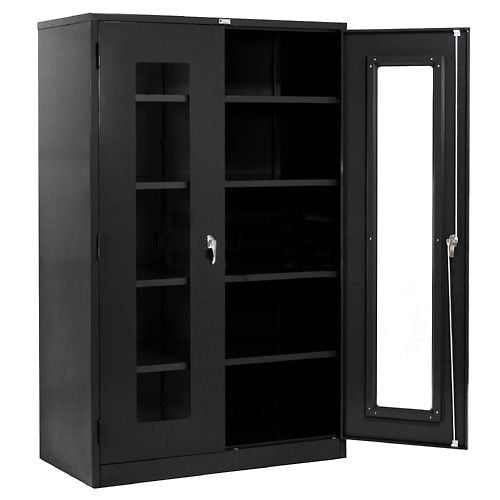 Assembled Clear View Storage Cabinet, 48x24x78, Black - Walmart.com